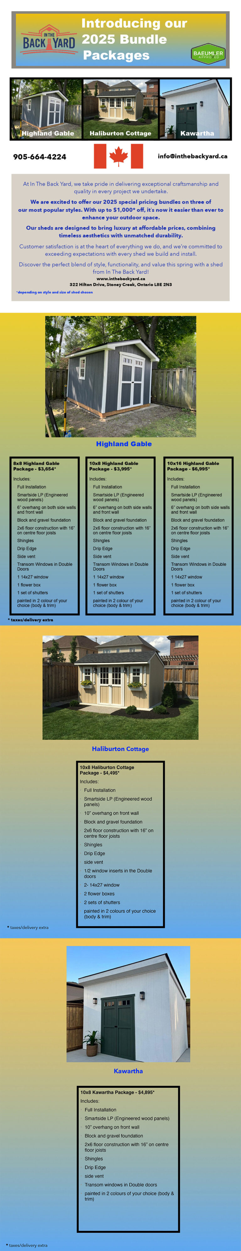 Spring Shed Bundle Packages - In The Back Yard